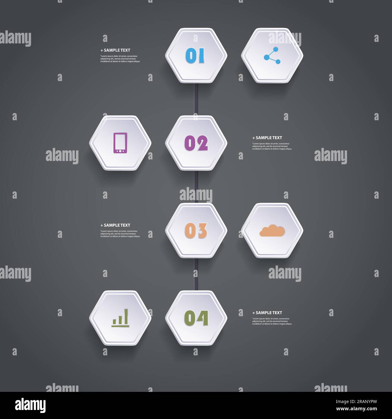 Infographic Concept with Hexagons - Flow Chart Design - Timeline Stock ...