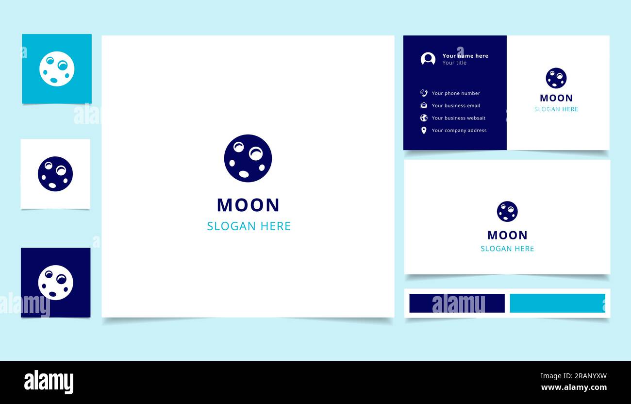 Moon logo design with editable slogan. Branding book and business card ...