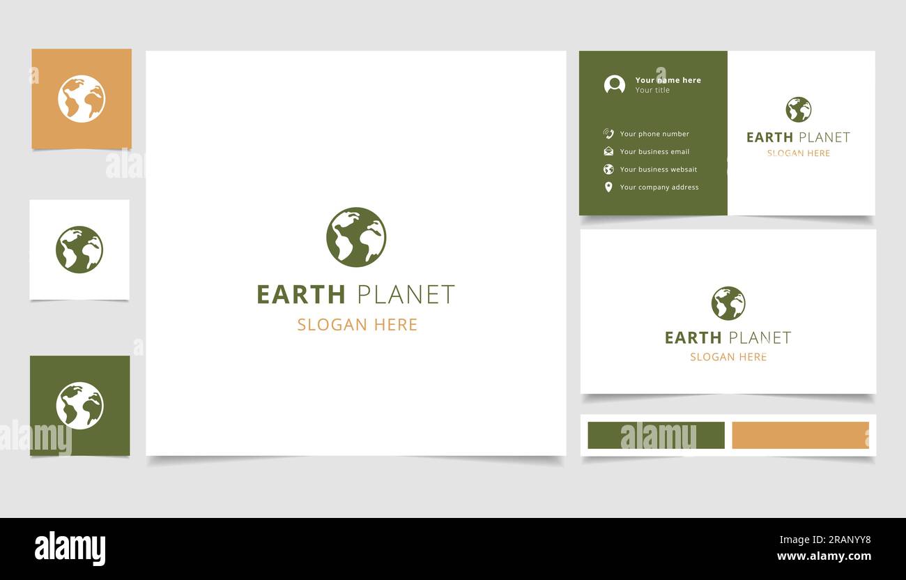 Earth planet logo design with editable slogan. Branding book and ...