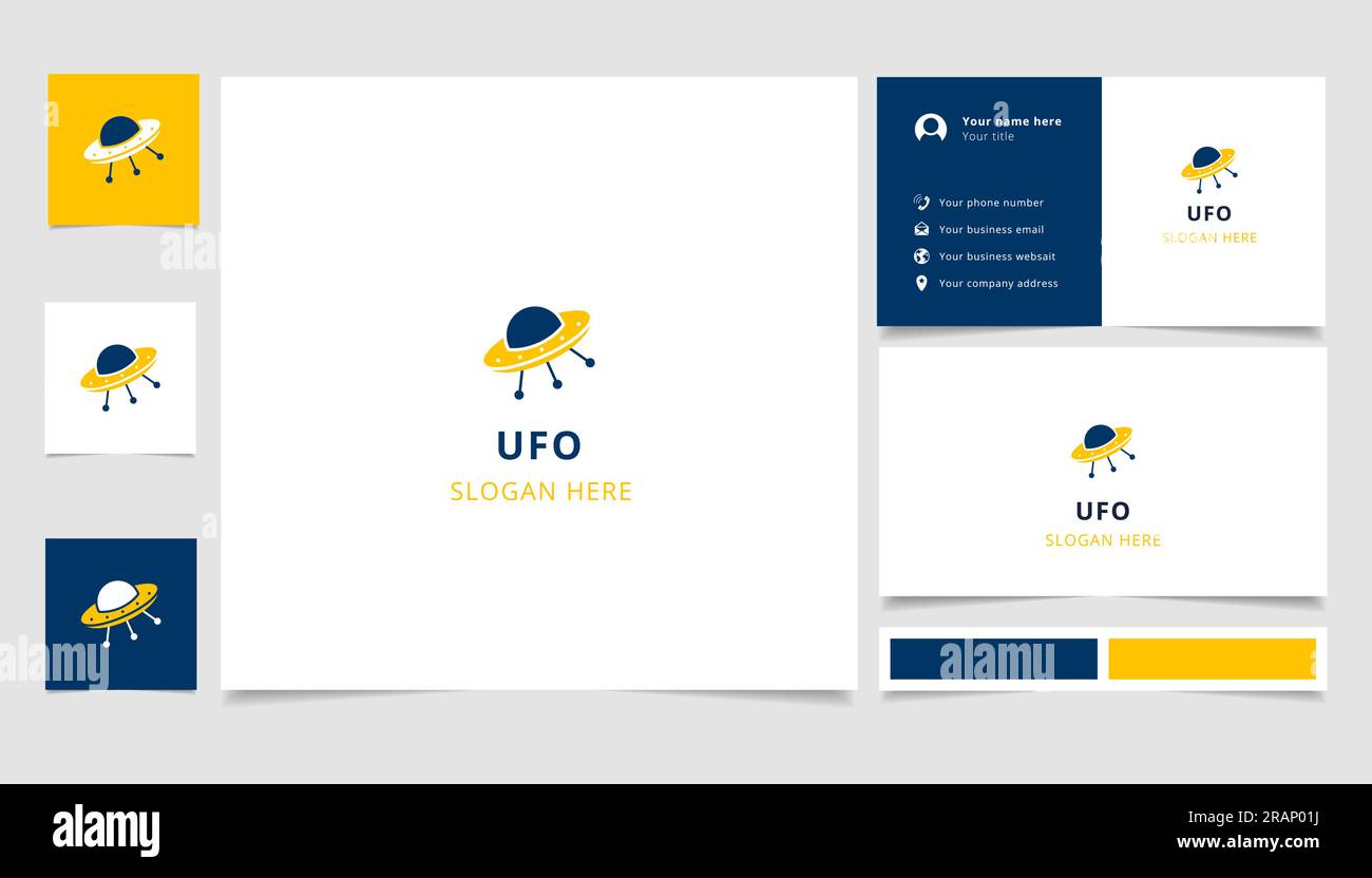Ufo logo design with editable slogan. Branding book and business card ...