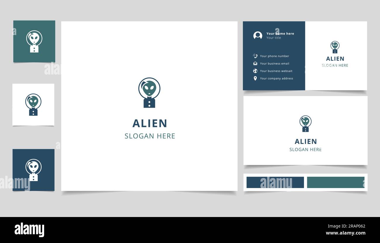 Alien logo design with editable slogan. Branding book and business card ...