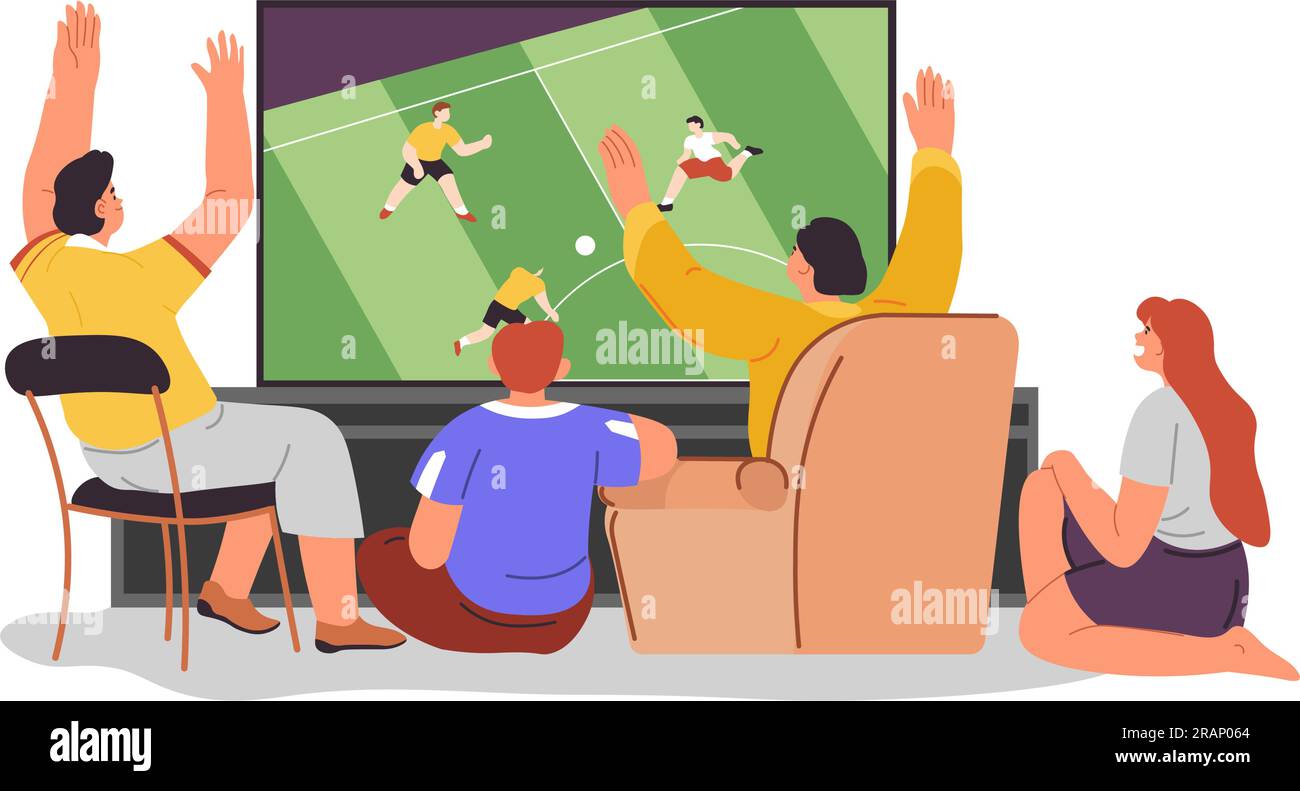 Football fans watching favorite team sports game Stock Vector Image ...