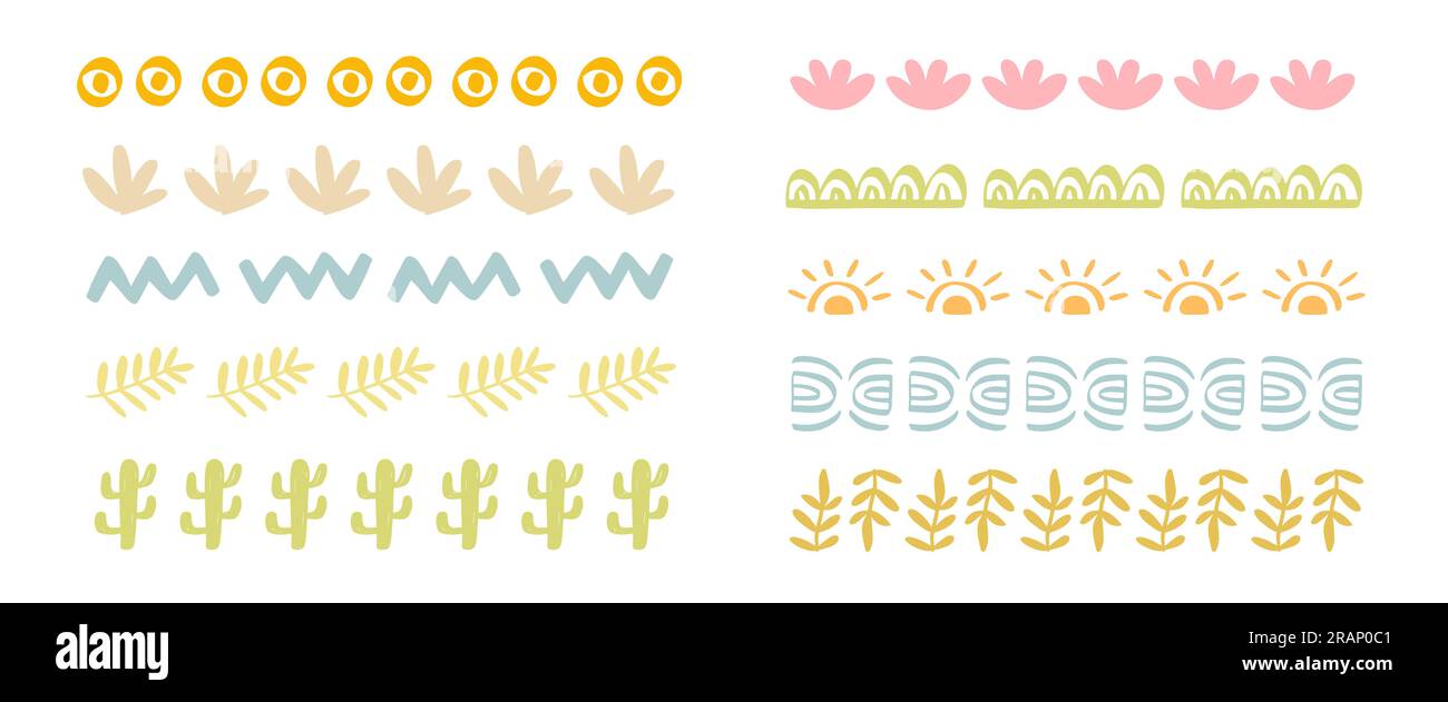 Vector Boho Doodle Borders Set. Tribal Strokes Stock Vector Image & Art ...