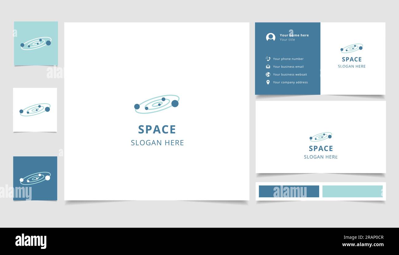 Space logo design with editable slogan. Branding book and business card ...