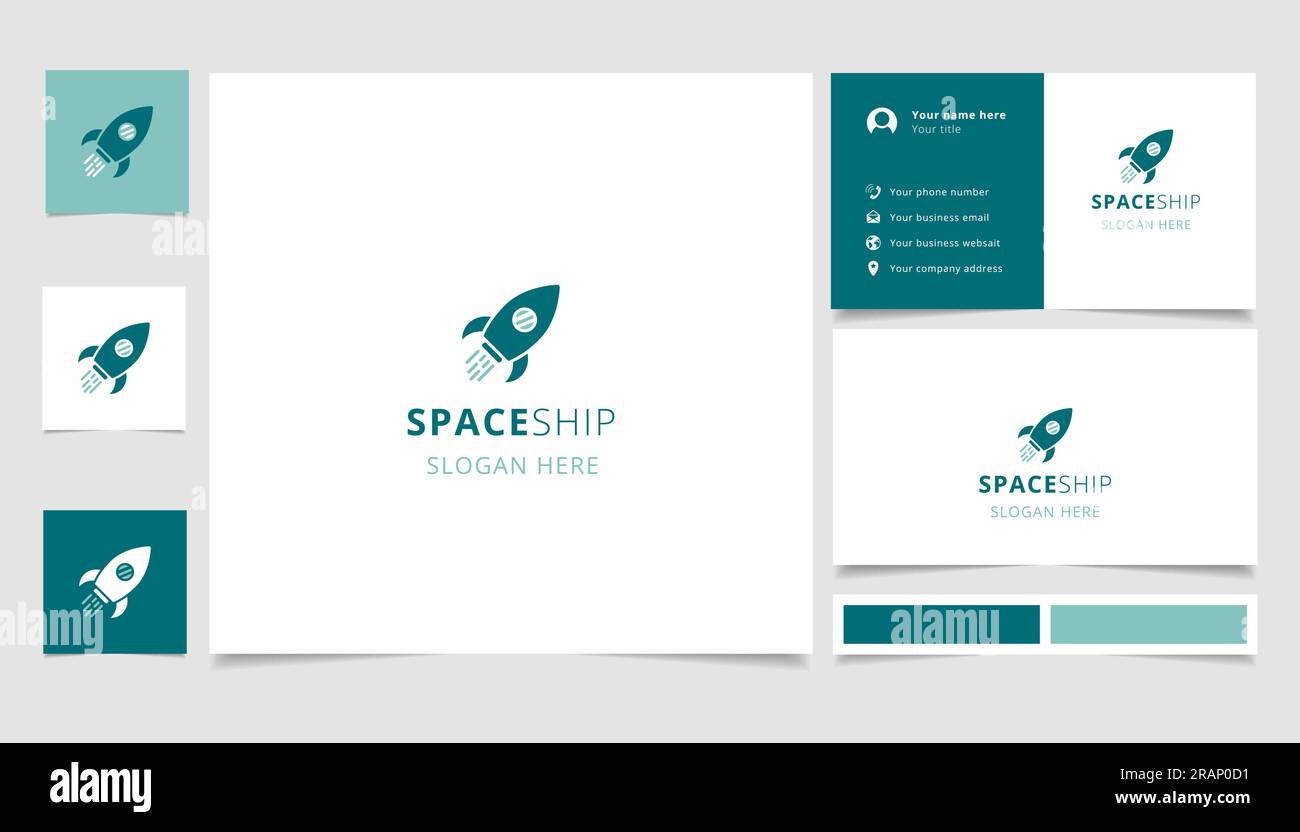 Spaceship logo design with editable slogan. Branding book and business ...