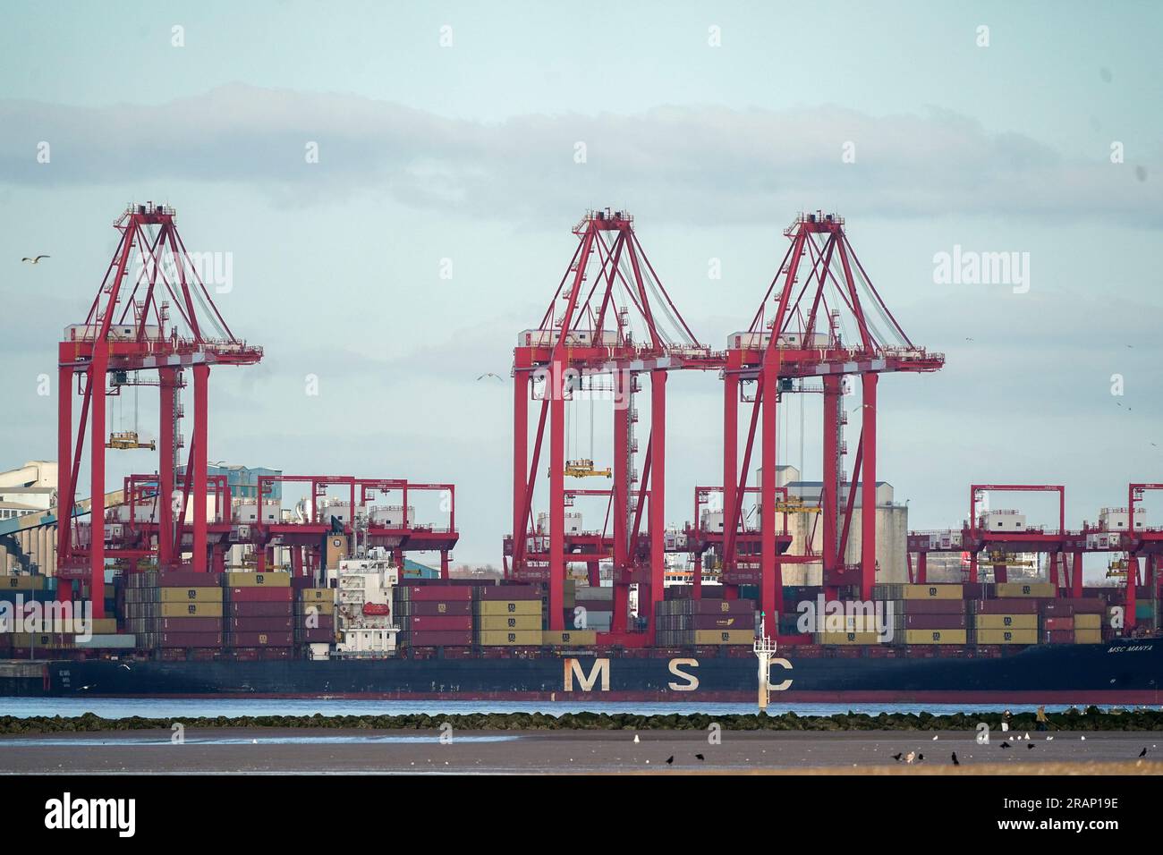 Liverpool2 facility at the Port of Liverpool viewed from New Brighton ...
