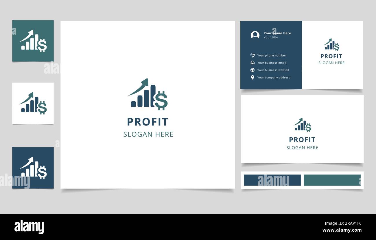 Profit logo design with editable slogan. Branding book and business ...