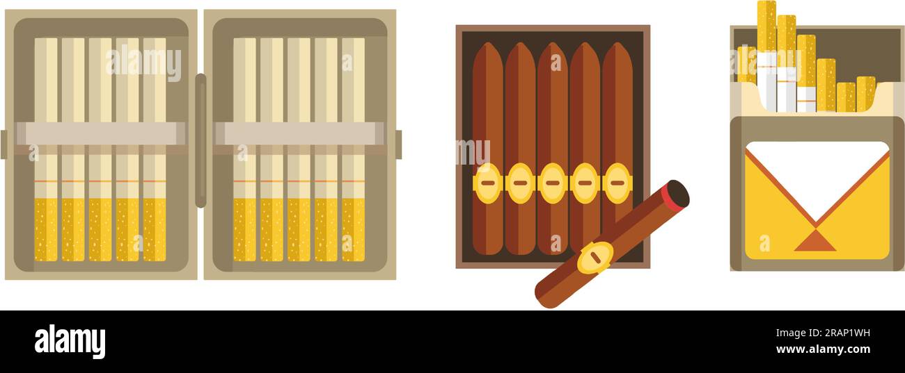 Cigarettes and cigars in package, smoking vector Stock Vector Image ...