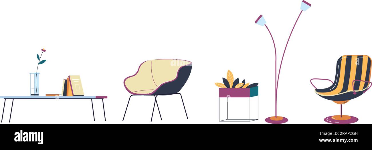 Wooden tables chairs interior Stock Vector Images - Alamy