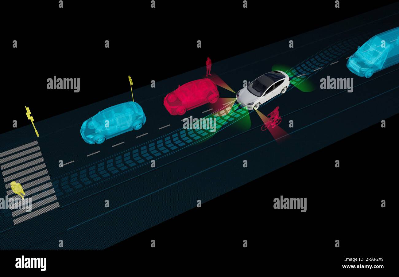Driving assistance concept Illustration Stock Photo - Alamy