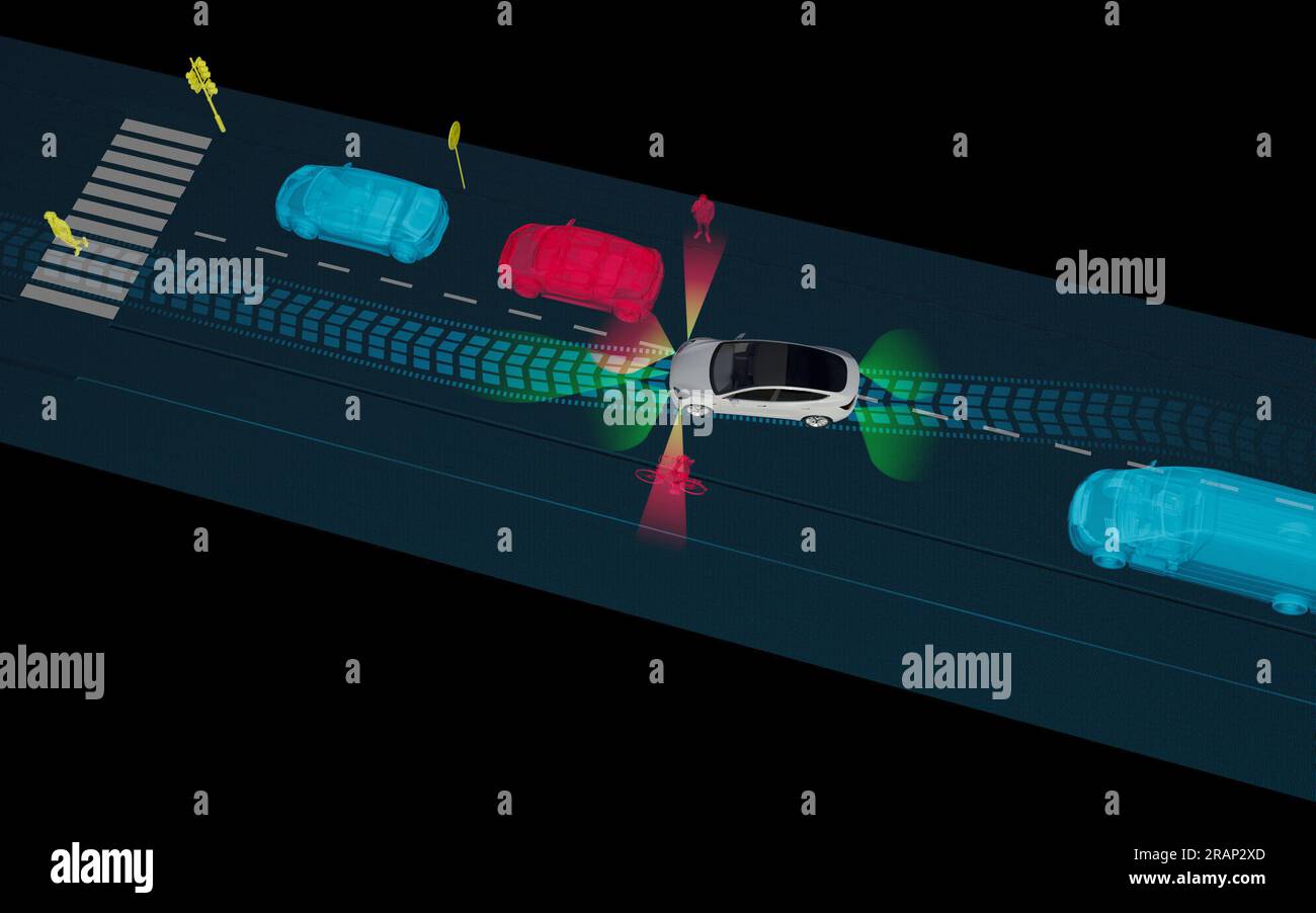 Driving assistance concept Illustration Stock Photo - Alamy