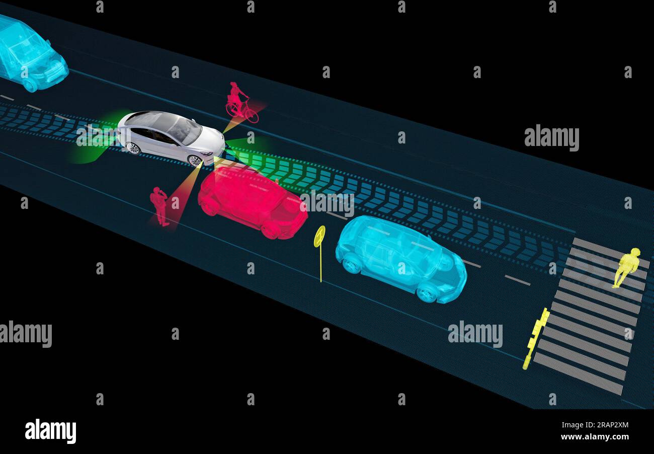 Driving assistance concept Illustration Stock Photo - Alamy