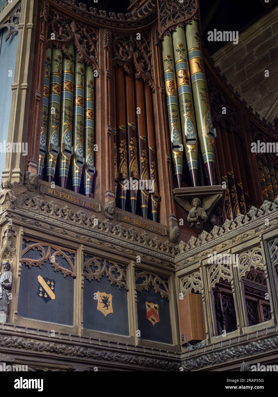 Historic organ in the church of St John the Baptist, Tideswell ...