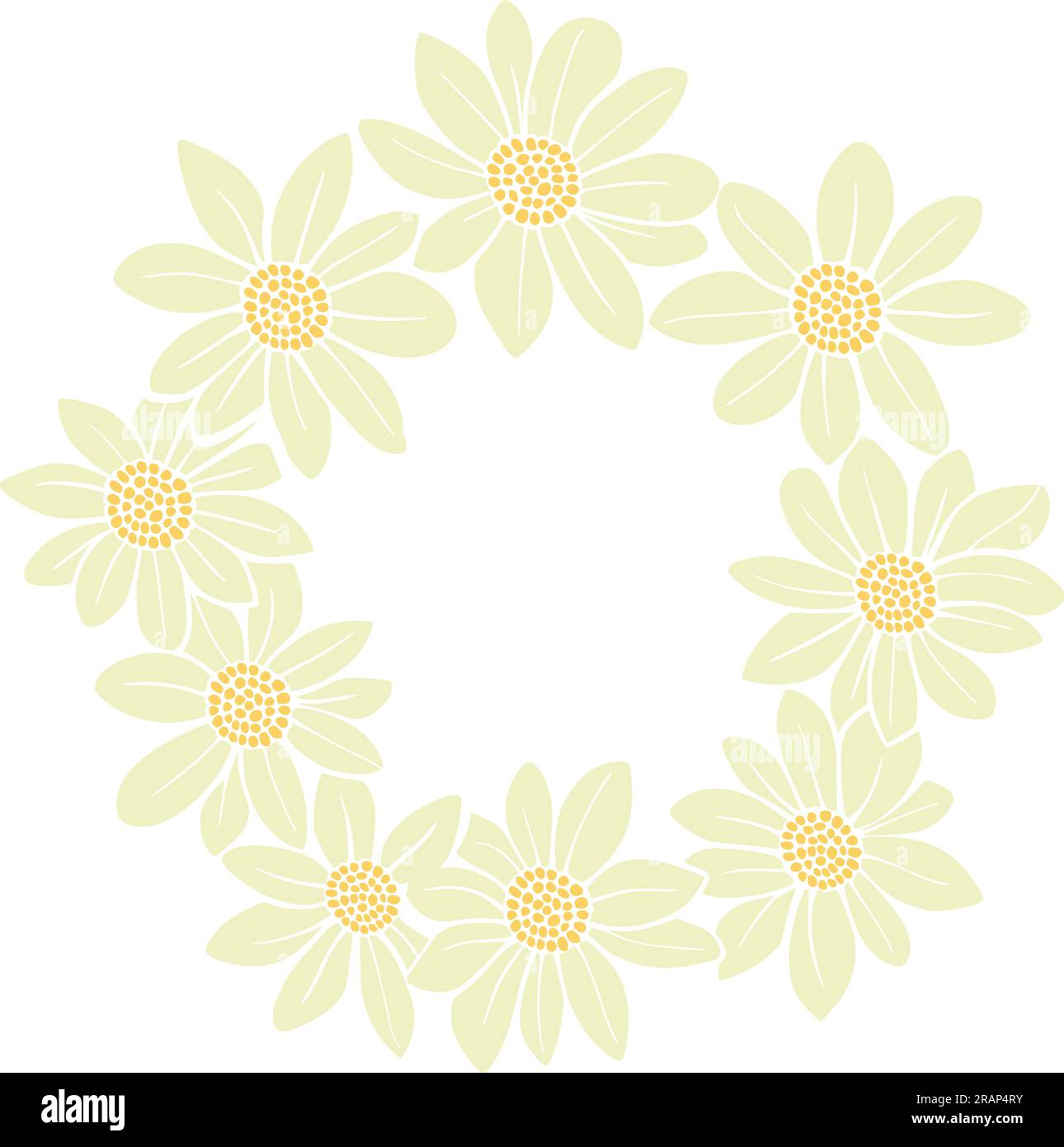 Delicate floral chamomile wreath. Daisy round frame. Flowers circular ...