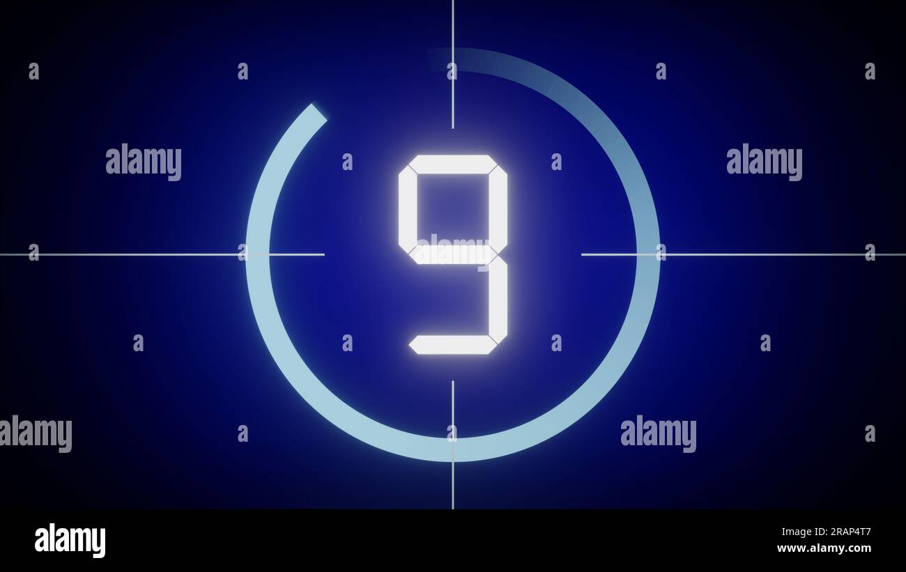 9 - number and circle on blue background Stock Photo - Alamy