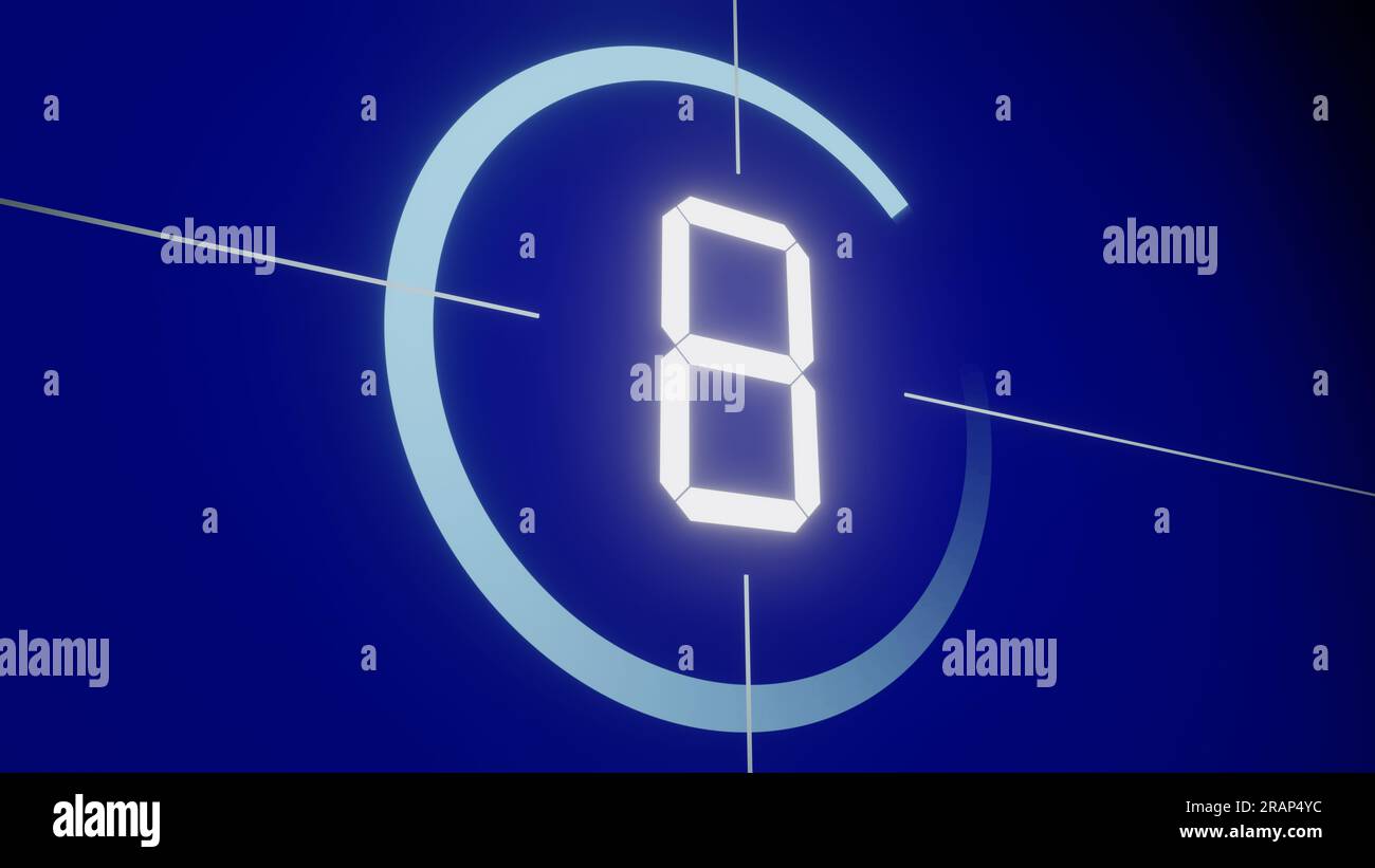 8 - number and circle on blue background Stock Photo - Alamy