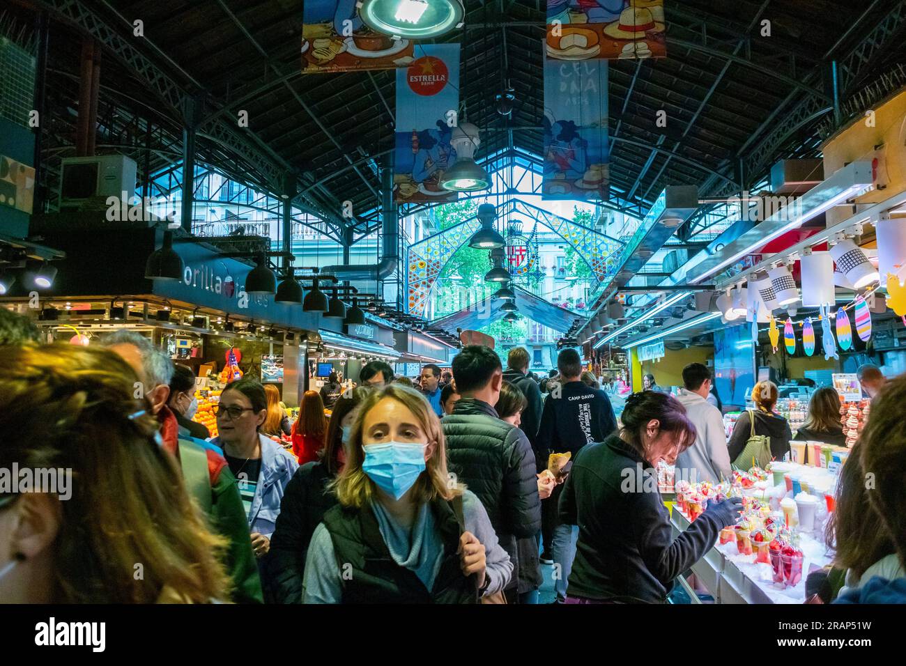Barcelona, Spain, Large Crowd People, Tourists, Traditional Spanish ...