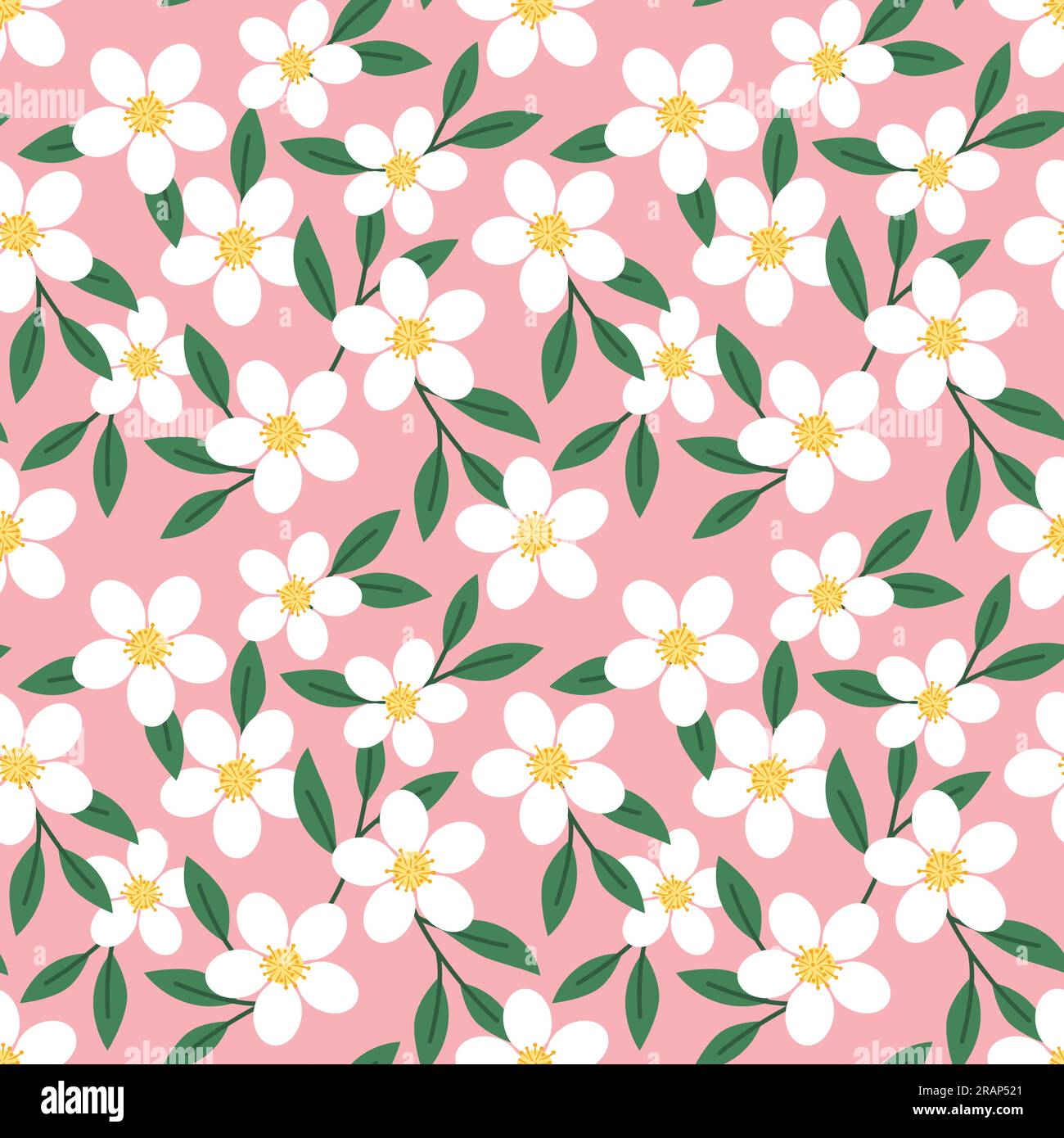 spring blooming flowers seamless pattern - vector illustration Stock ...