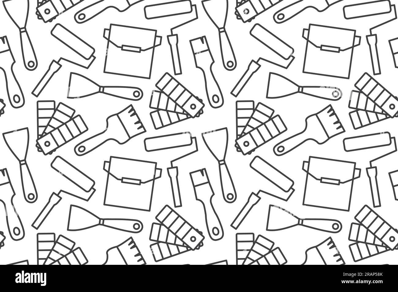 painter, decorator seamless pattern with brush, paint can, roller and ...