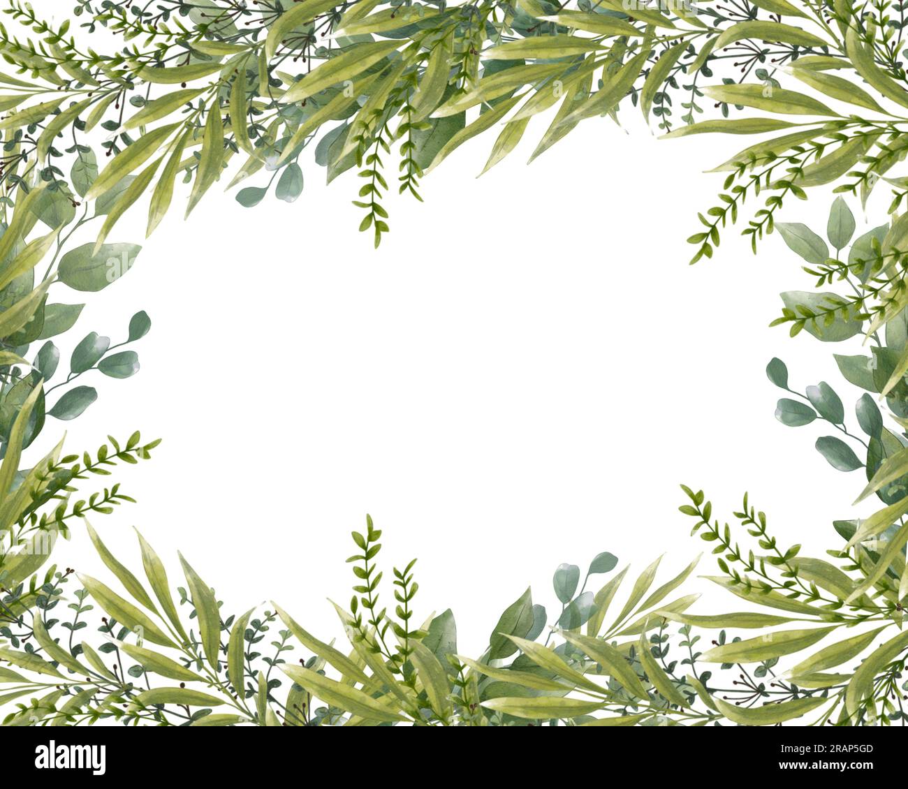 Watercolor greenery template for wedding invitation and greeting card ...