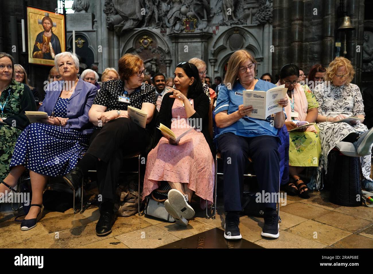Guests at the NHS anniversary ceremony at Westminster Abbey, London, as ...