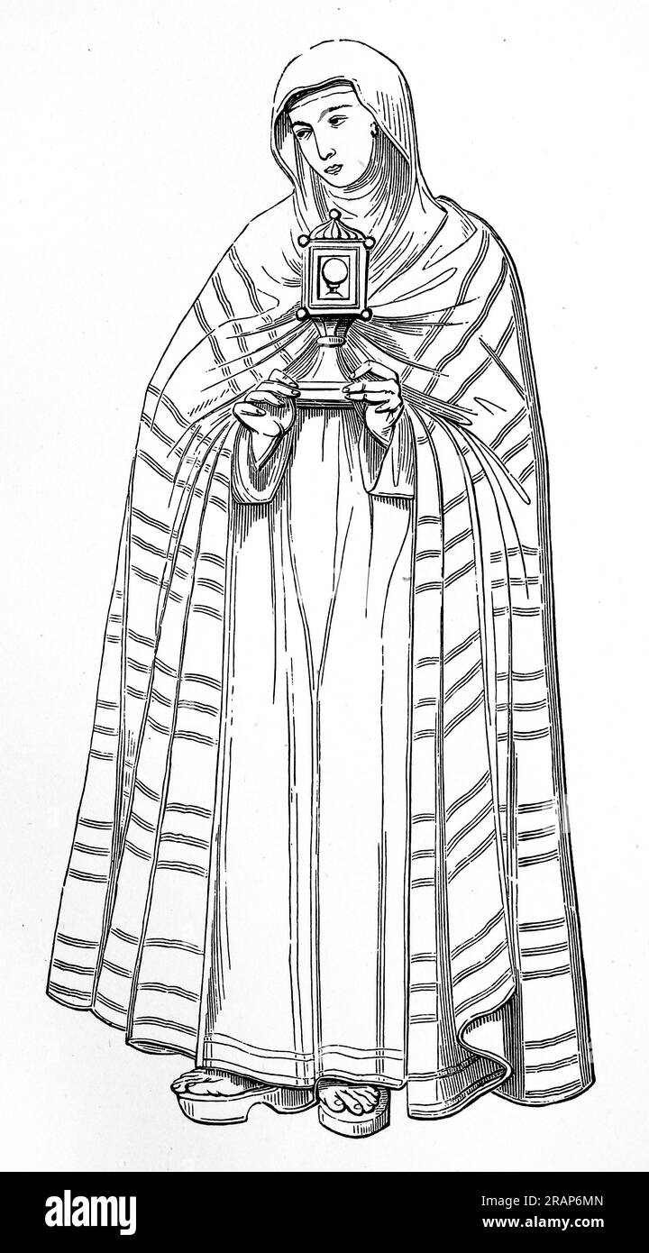 Portrait of Saint Clara. Engraving from Lives of the Saints by Sabin ...