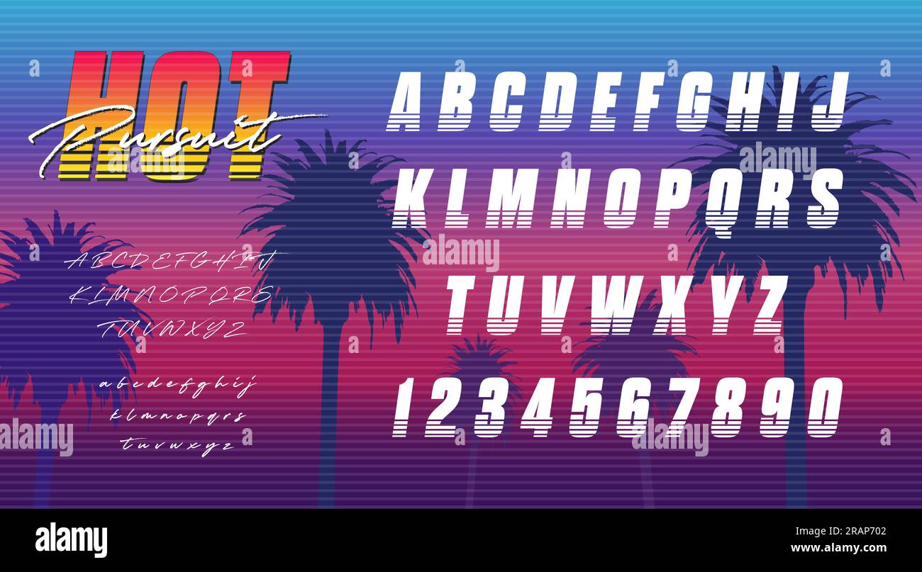 80s inspired alphabet. Collection of letters and numbers influenced by ...