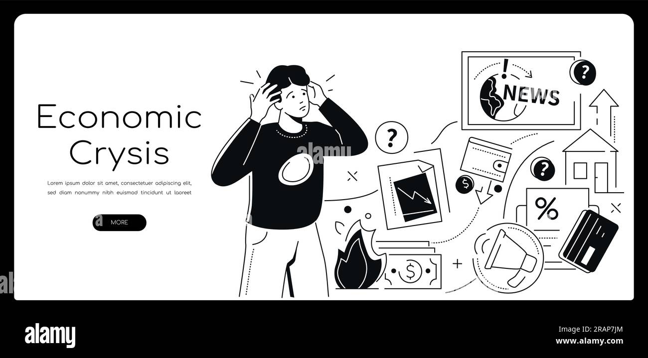 Economic crisis - modern line design style banner Stock Vector Image ...