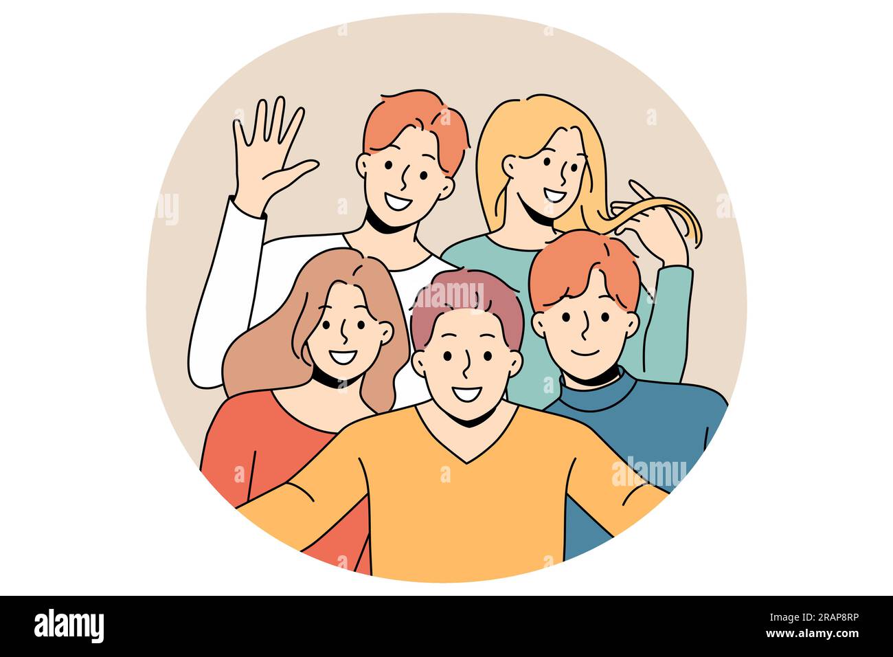 Smiling diverse friends posing for picture together. Happy people have ...