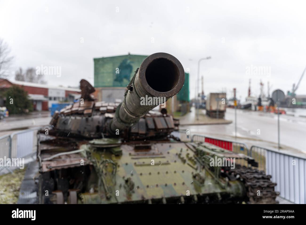 Tank gun of russian T-72B tank, destroyed by the Ukrainian army in the ...