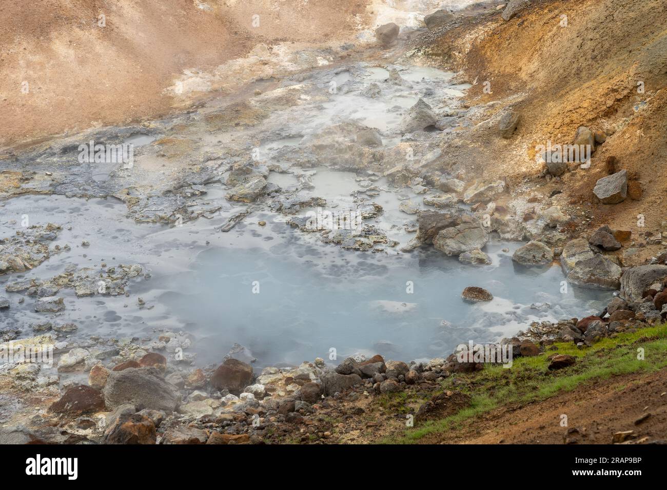 Steaming hot sulfur springs of Seltun Geothermal Area, Krysuvik ...