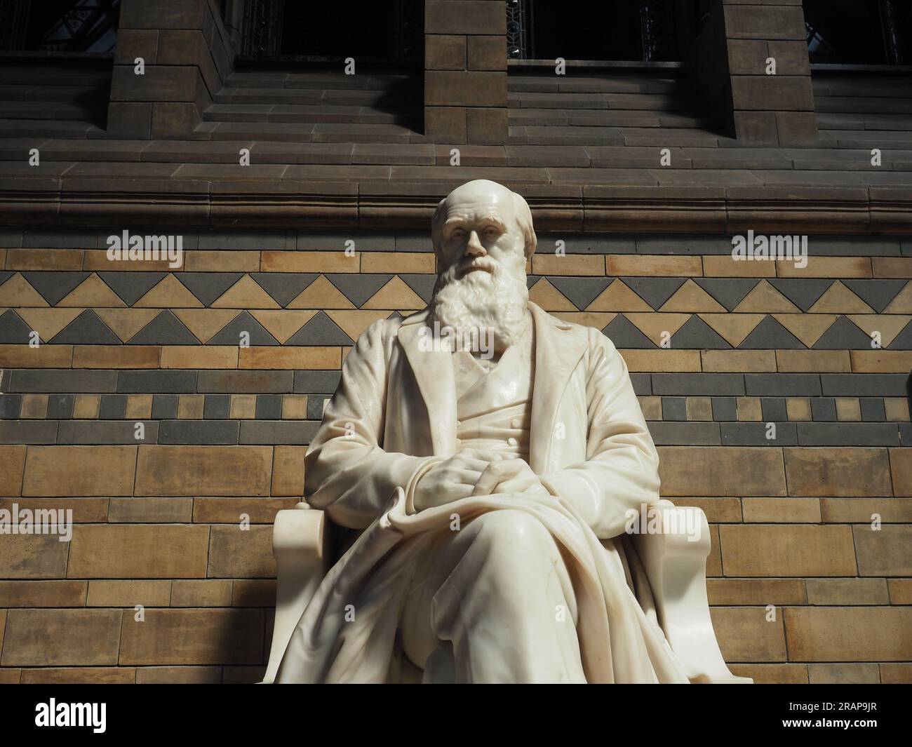 LONDON, UK - JUNE 09, 2023: Charles Darwin statue at the Natural ...