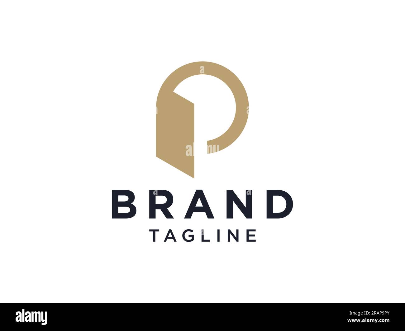 Abstract Initial Letter P Logo. Gold Geometric Arrow Shape Origami ...