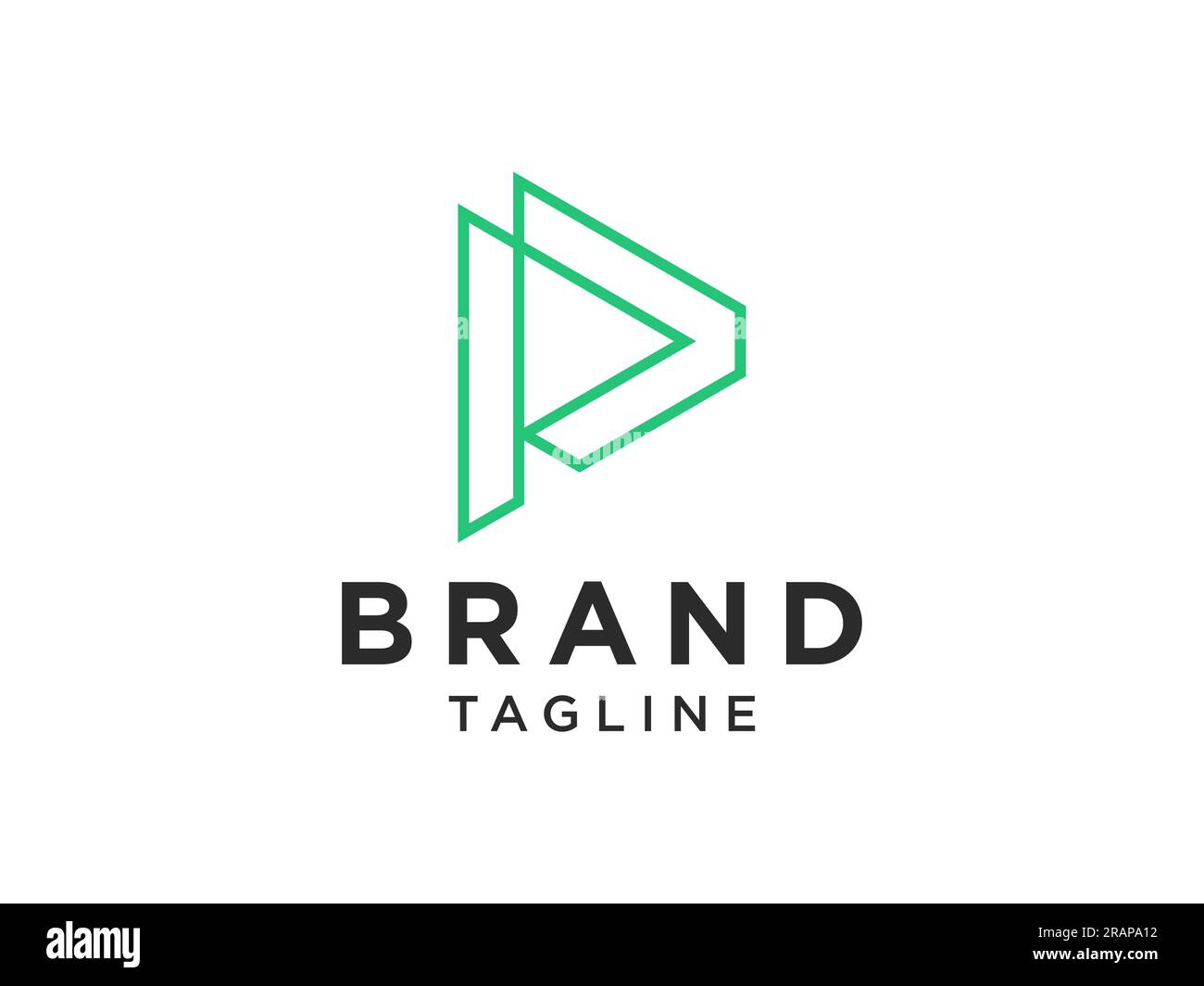 Abstract Initial Letter P Logo. Green Rounded Line Infinity Style ...