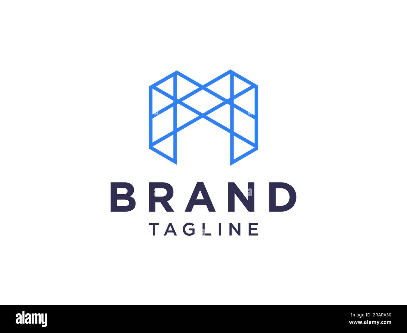 Abstract Initial Letter M Logo. Blue Geometric Origami Style. Usable ...