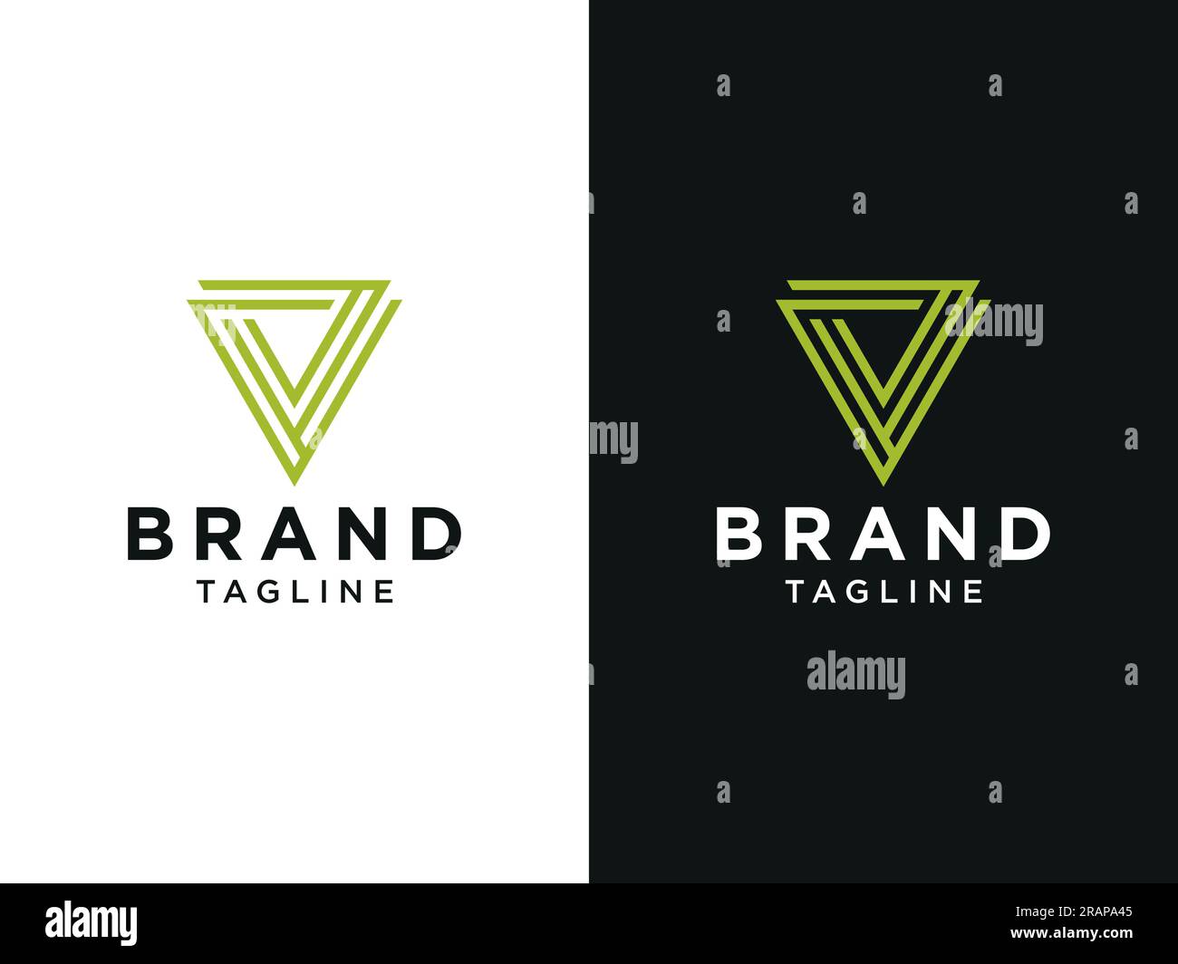 Abstract Initial Letter V Logo. Green Geometric Shape isolated on Double Background. Usable for ...