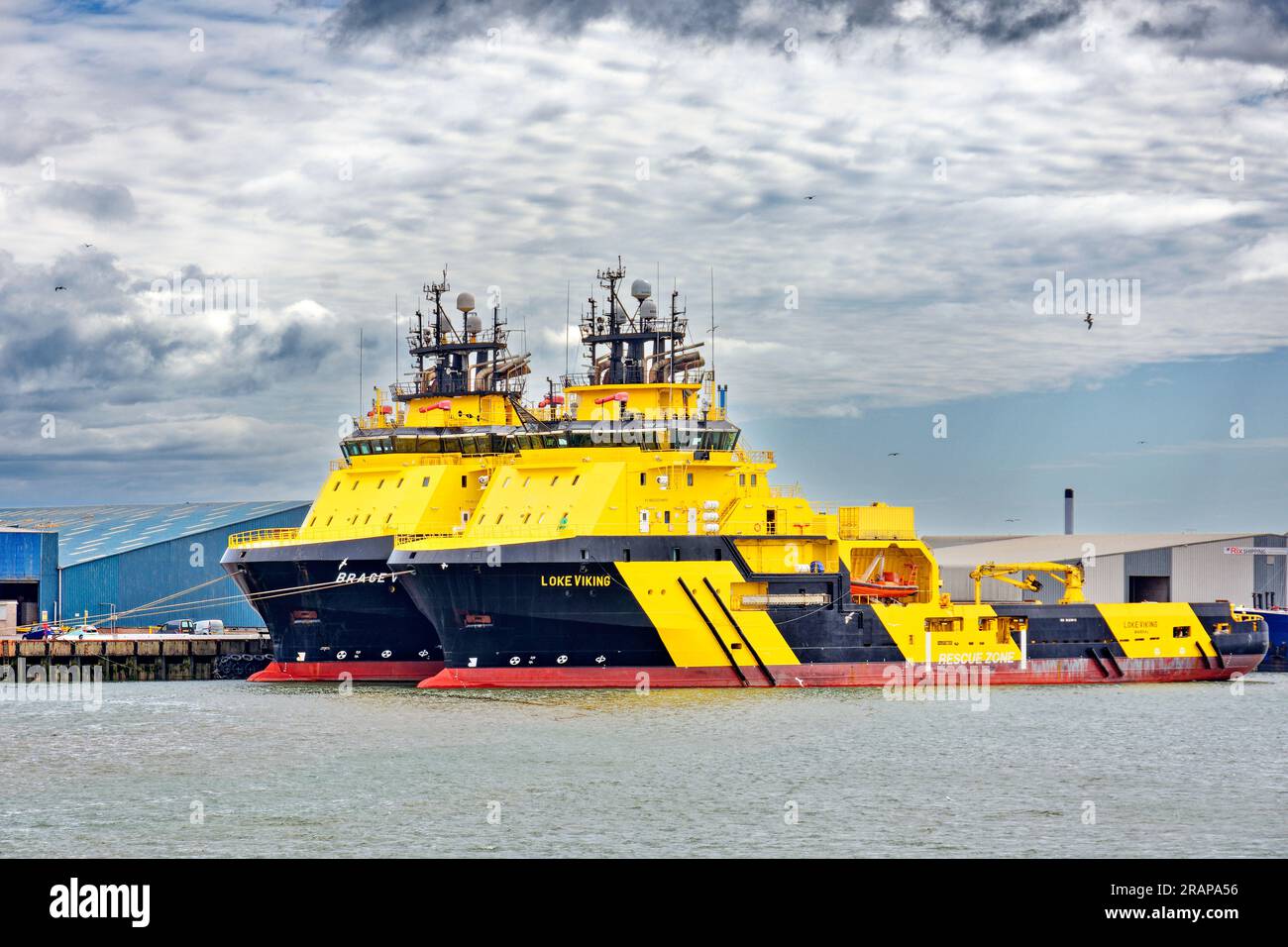 Montrose Scotland River South Esk the harbour two large oil rig support ...
