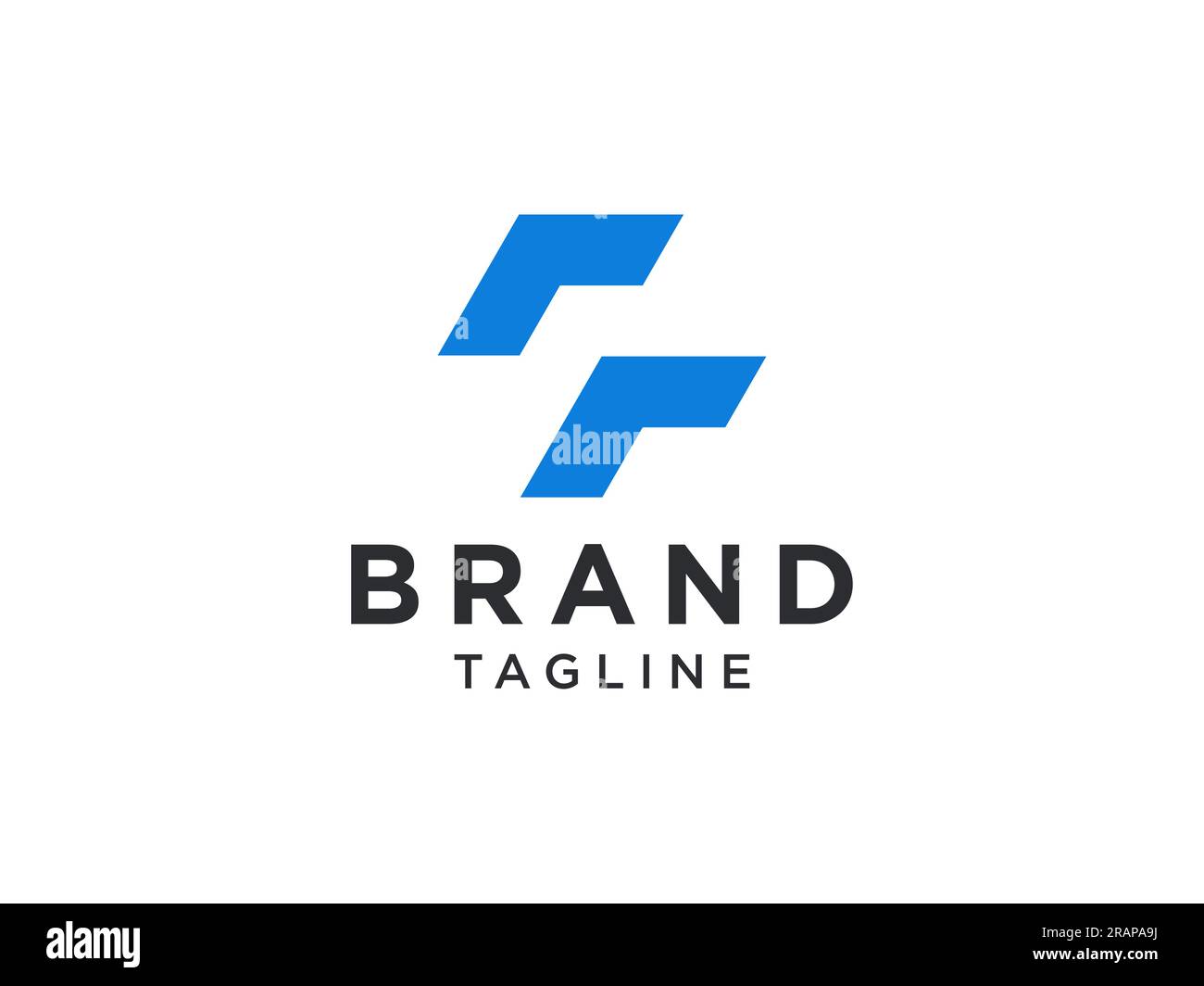 Abstract Initial Letter F Logo. Blue Motion Geometric Shape isolated on White Background. Usable ...