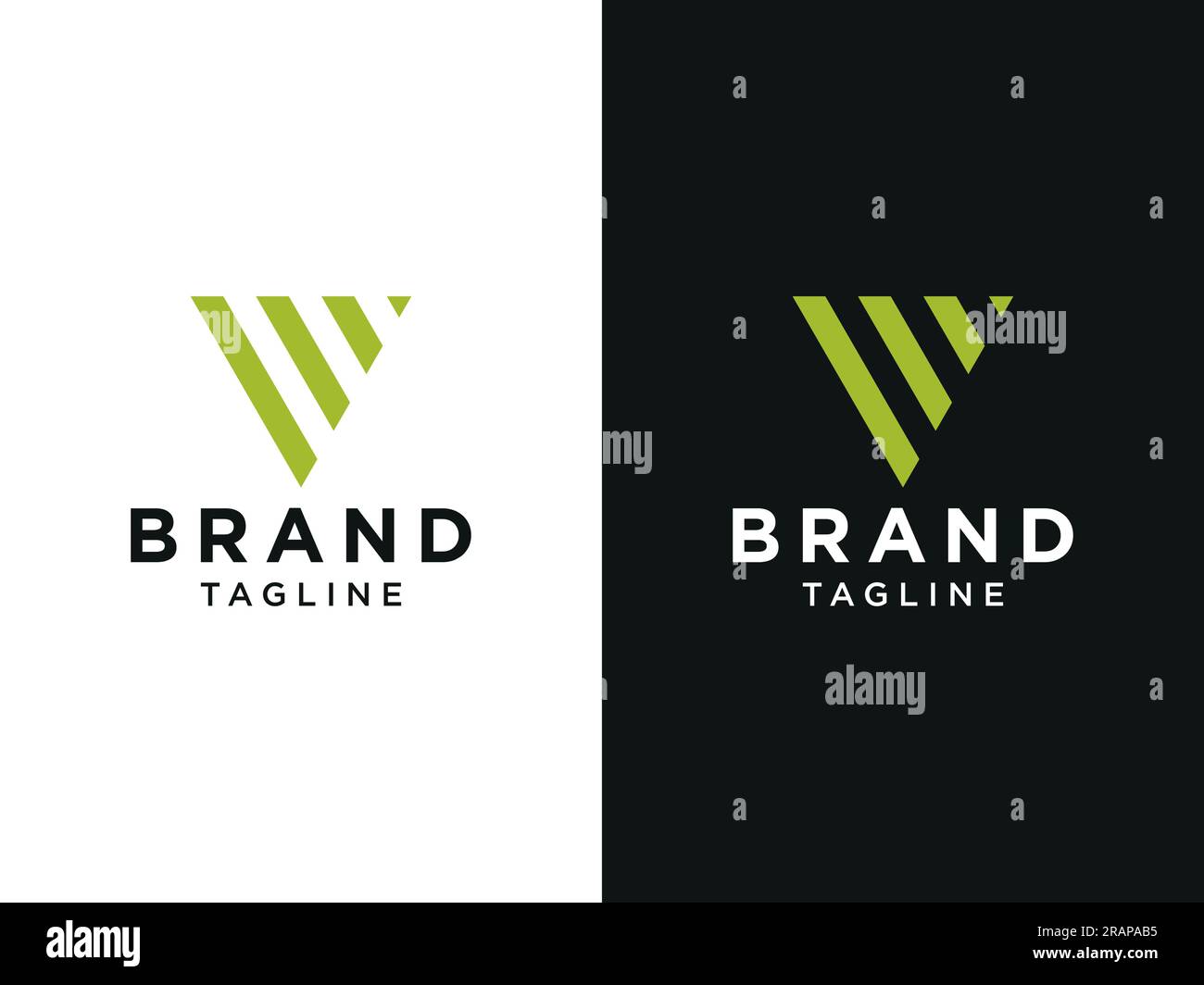 Abstract Initial Letter V Logo. Green Geometric Shape isolated on Double Background. Usable for ...