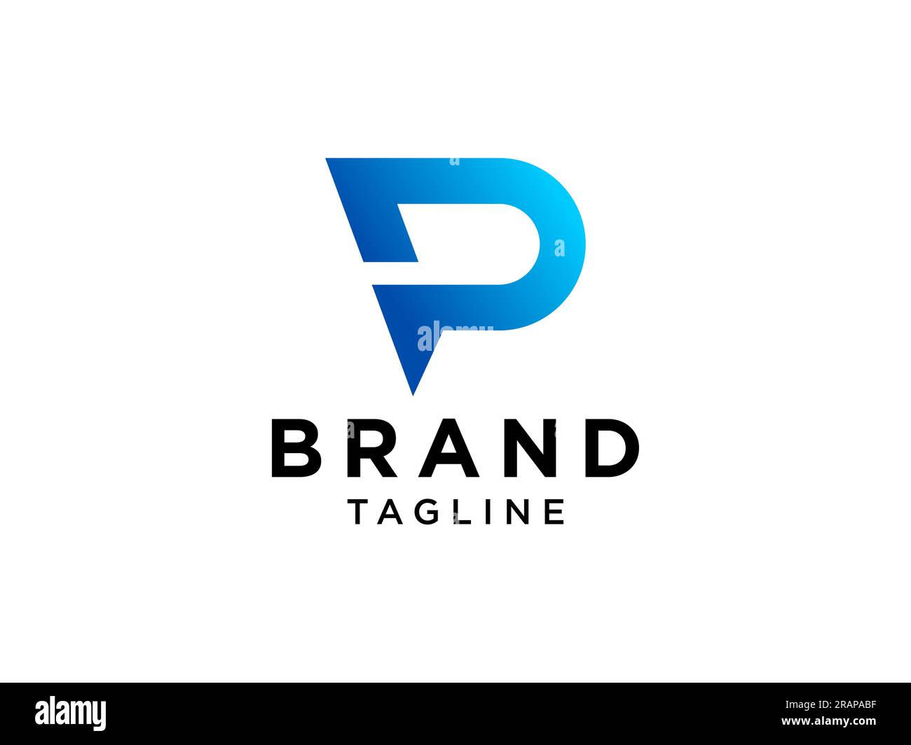 Abstract Initial Letter P Logo. Blue Bright Geometric Origami Style ...