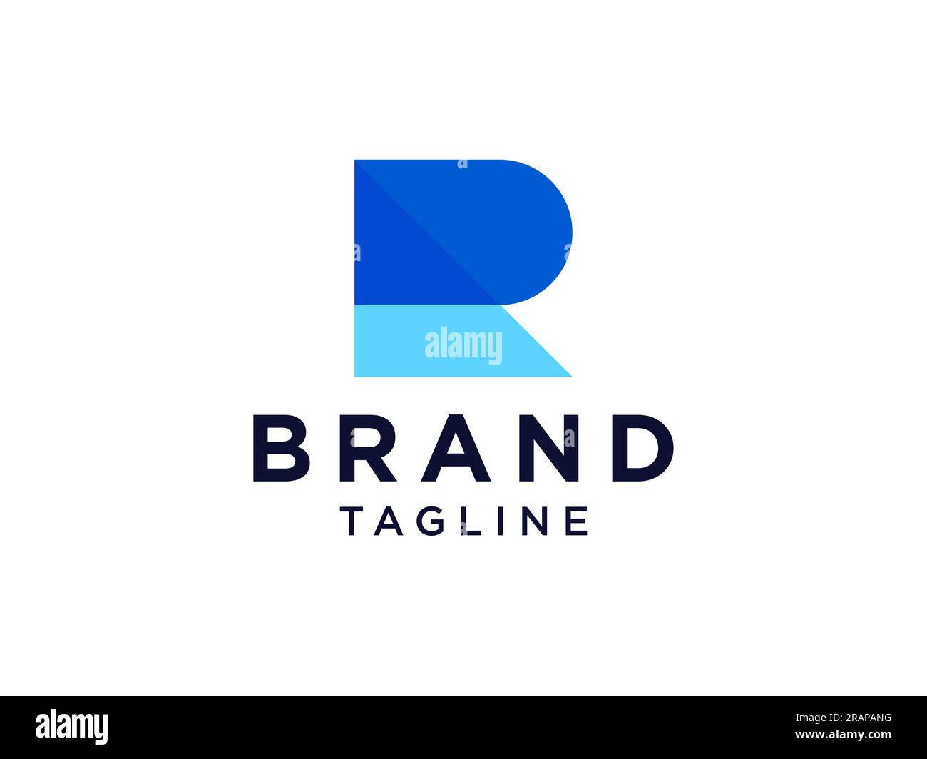 Abstract Initial Letter R Logo. Blue Geometric Arrow Shape Origami ...