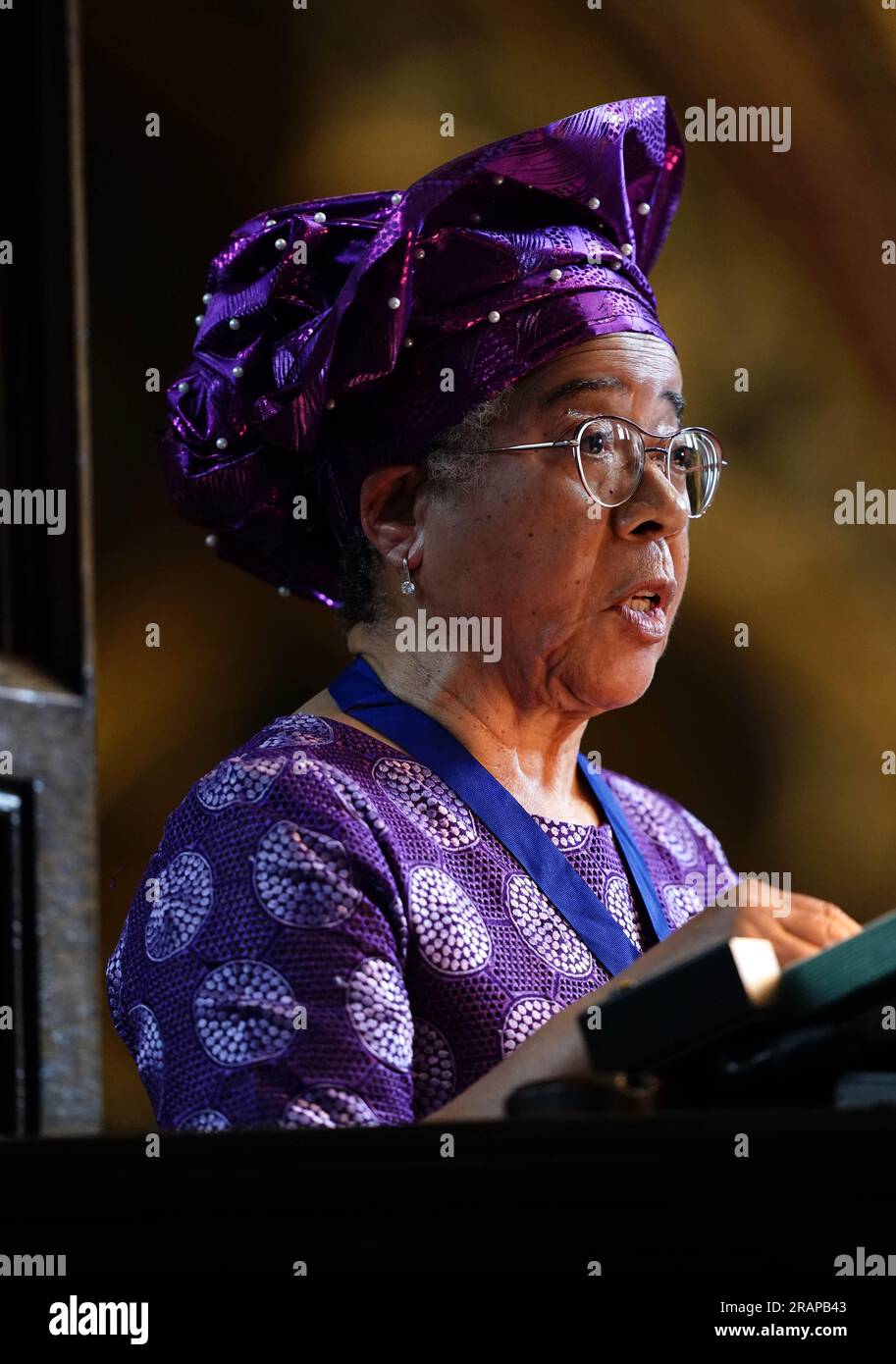 Dame Elizabeth Anionwu speaking at the NHS anniversary ceremony at ...