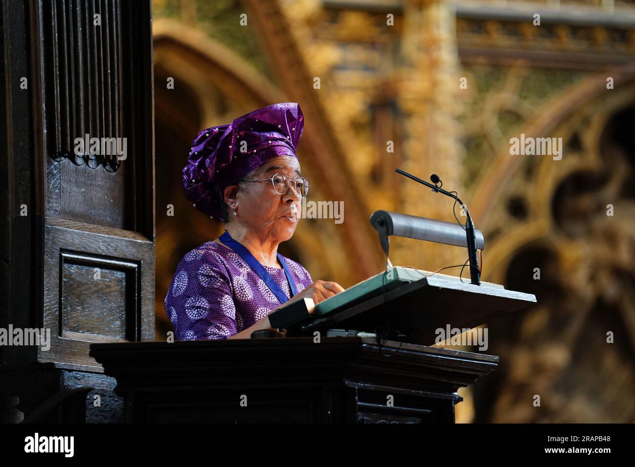 Dame Elizabeth Anionwu speaking at the NHS anniversary ceremony at ...