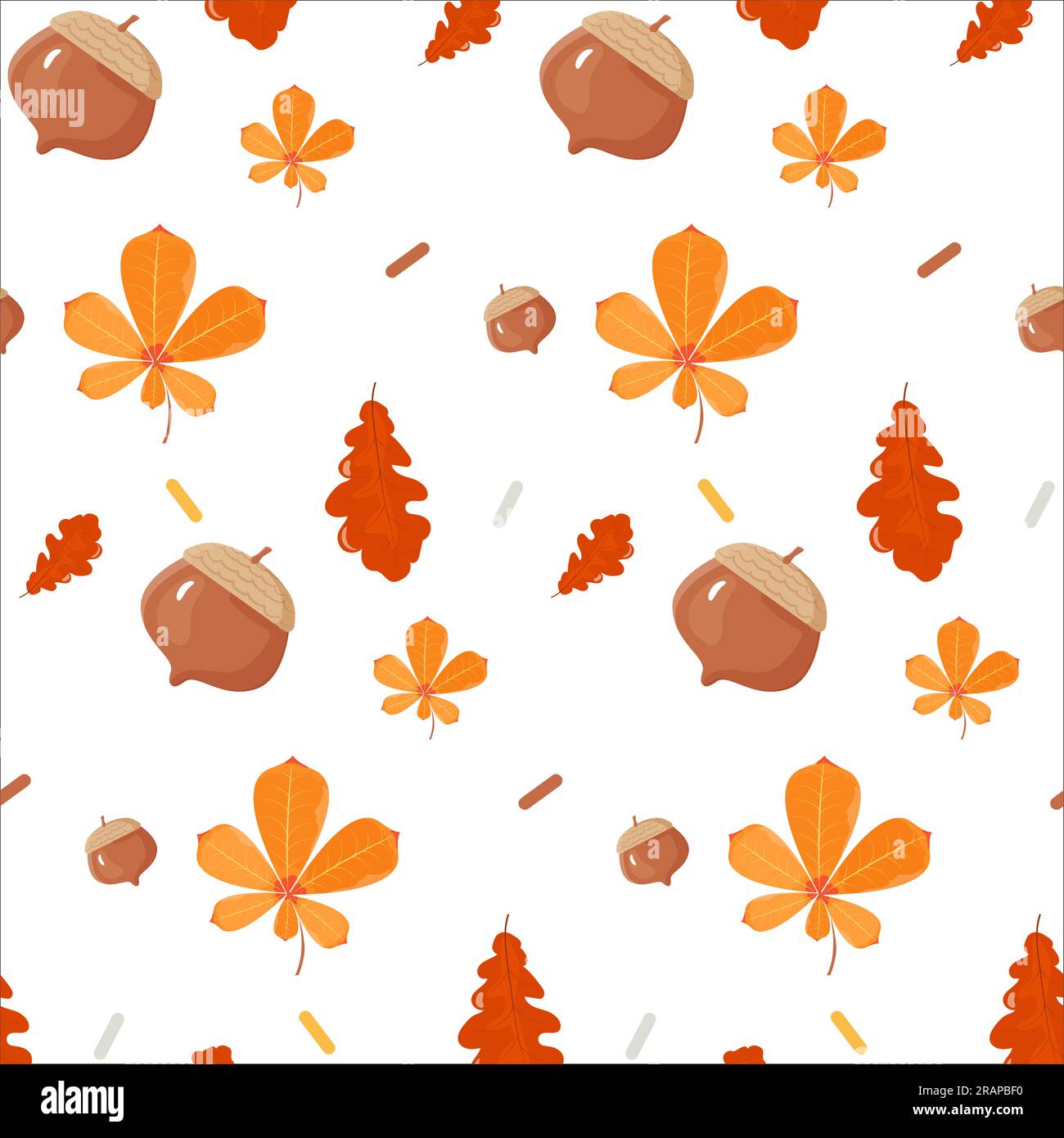 Pattern seamless autumn leaves oak, chestnut, acorn and dash. Vector illustration Stock Vector ...