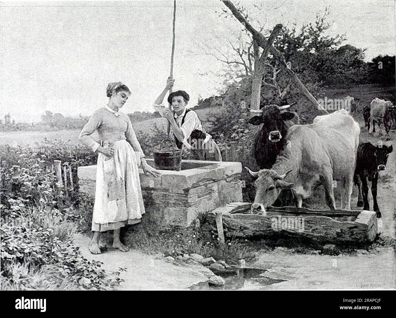 Peasants scene by Edouard Debat-Ponsan Stock Photo - Alamy