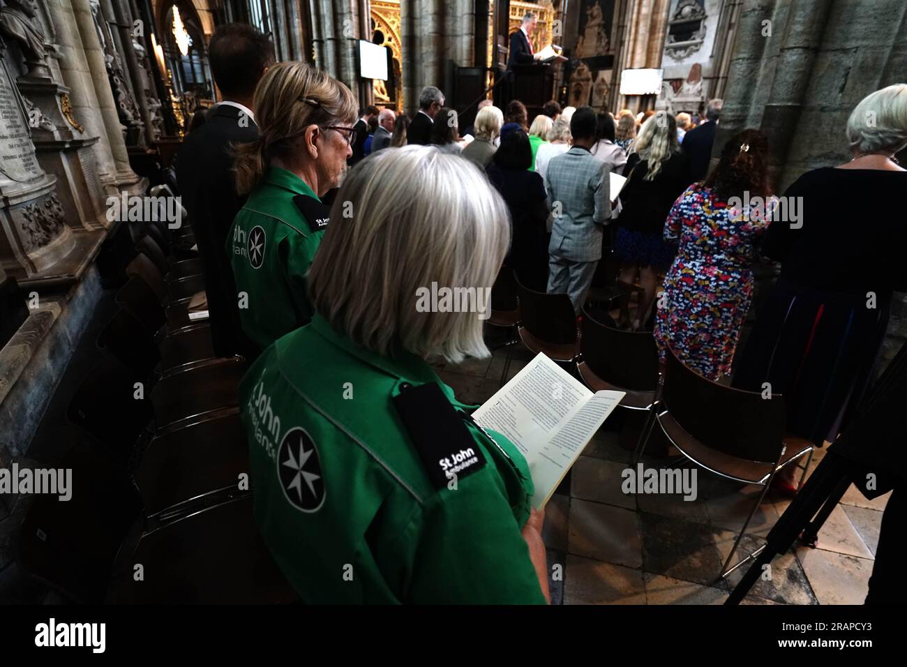 Guests at the NHS anniversary ceremony at Westminster Abbey, London, as ...