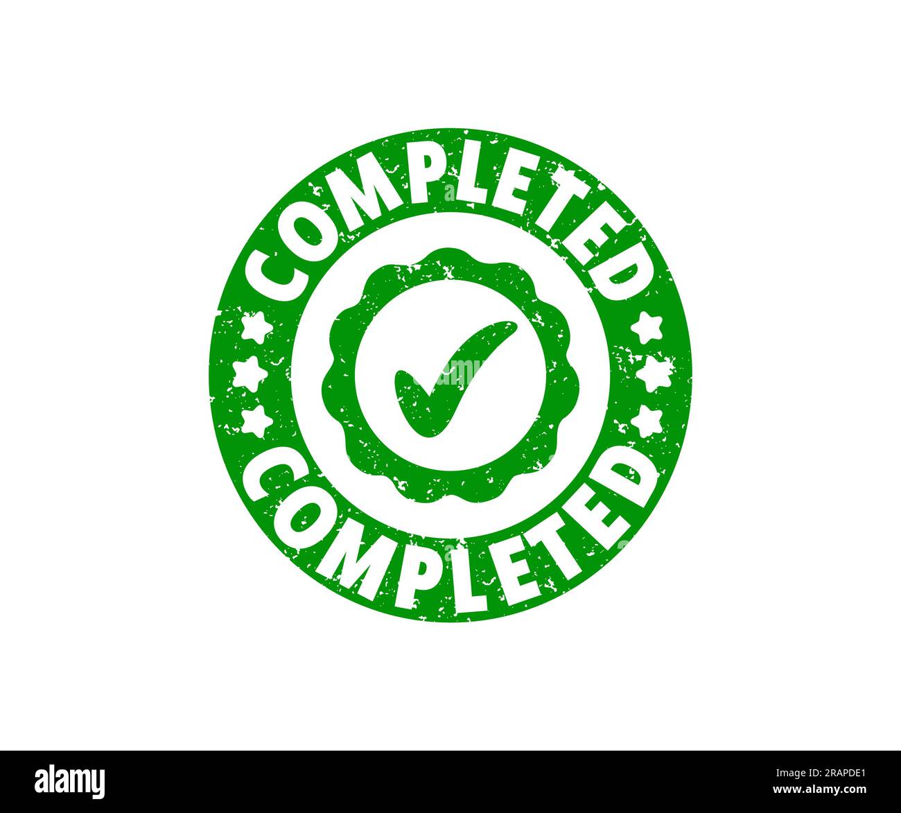 Completed tick stamp logo design. Round icon and seal on a white ... Completed tick stamp logo design. Round icon and seal on a white ...