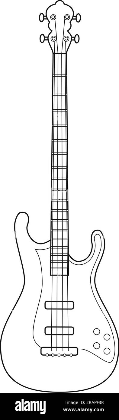 Easy coloring cartoon vector illustration of a bass isolated on white ...
