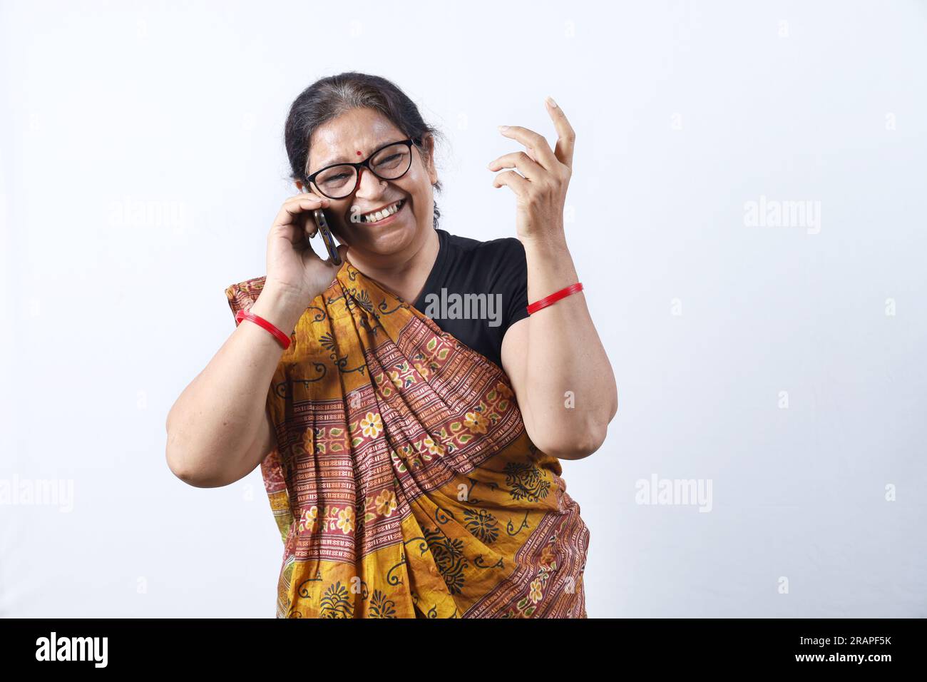 Rural Indian Old Woman Wearing Saree Portraying Various Expressions On