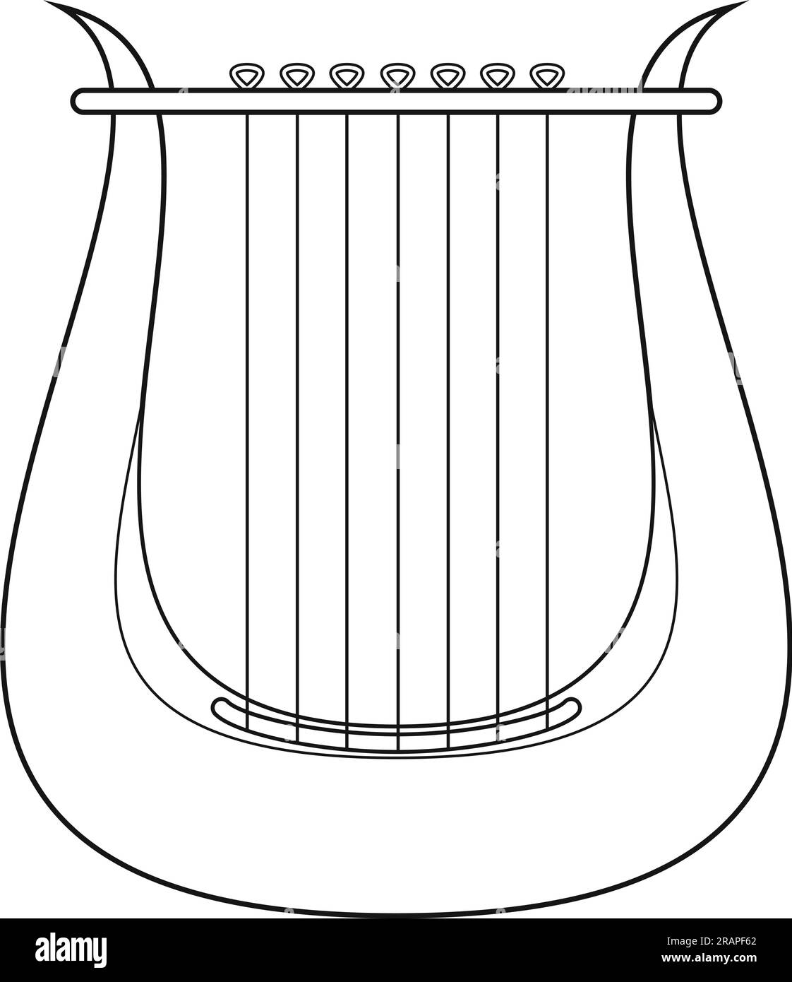 Easy coloring cartoon vector illustration of a lyre isolated on white ...